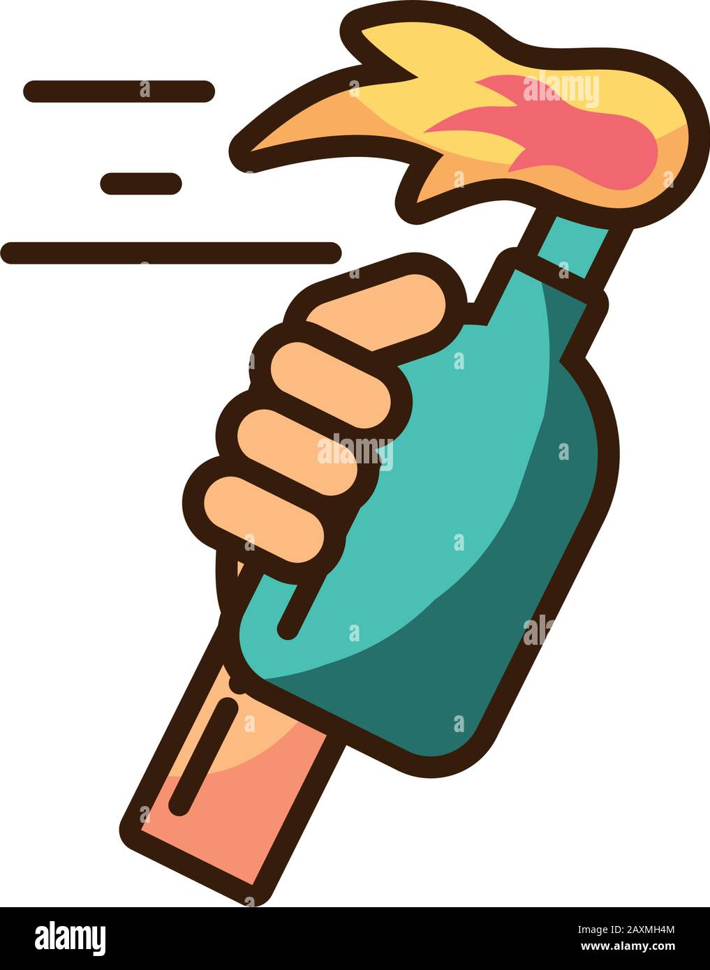 hand holding a bottle torch icon over white background, colorful fill ...
