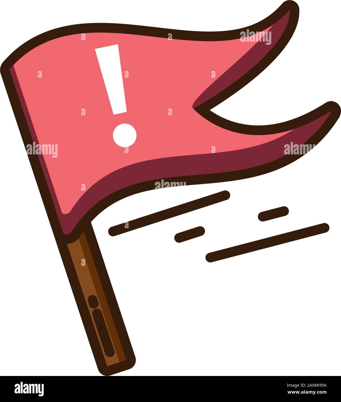 warning flag icon over white background, colorful fill style, vector ...