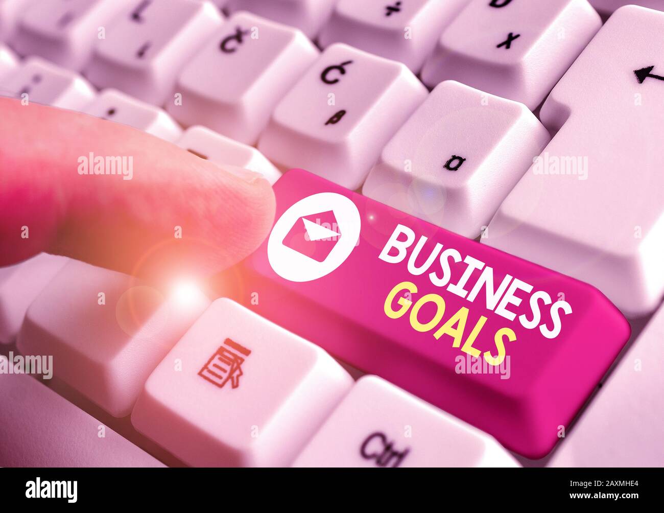 Text sign showing Business Goals. Business photo showcasing company ...