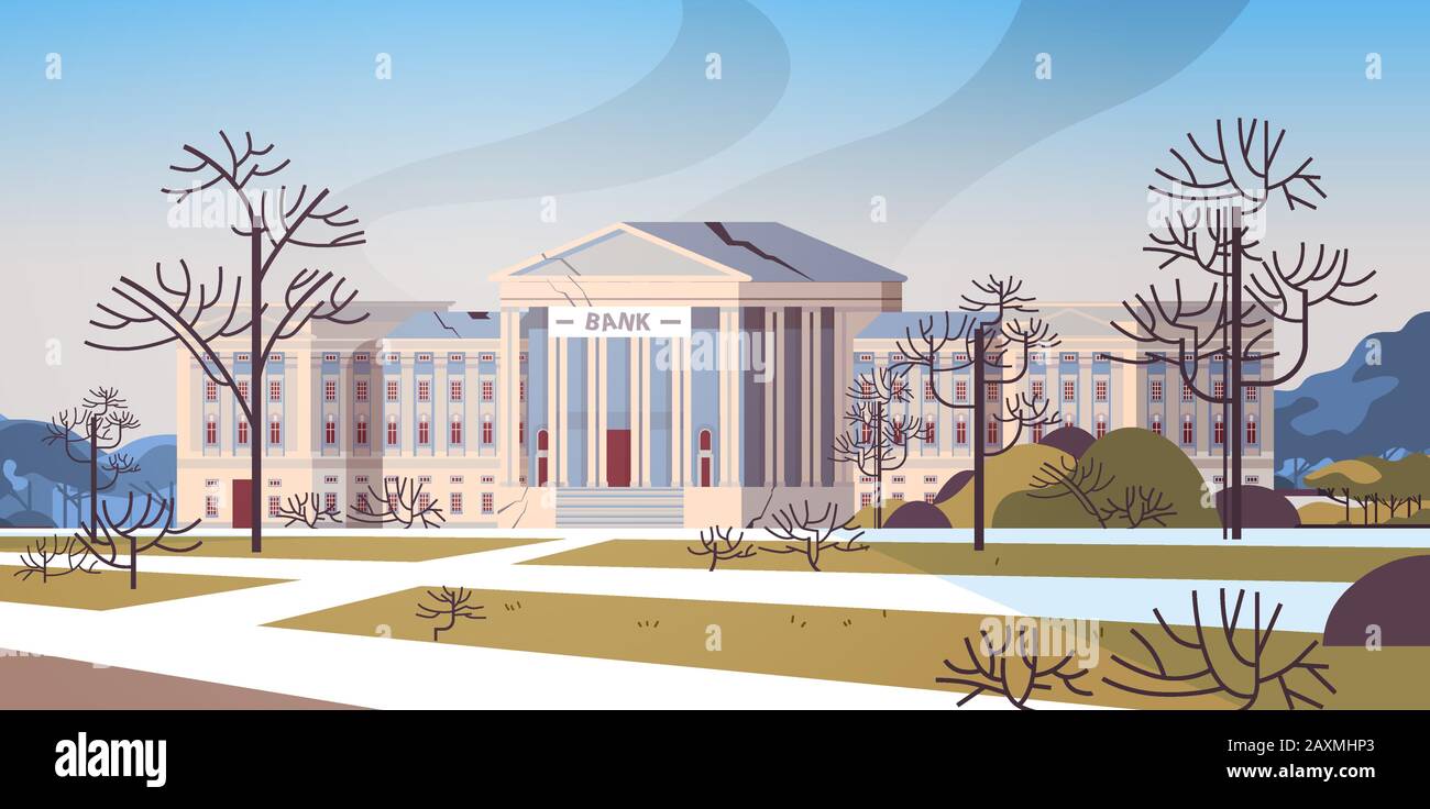 destroyed bank building facade financial crisis bankrupt investment ...