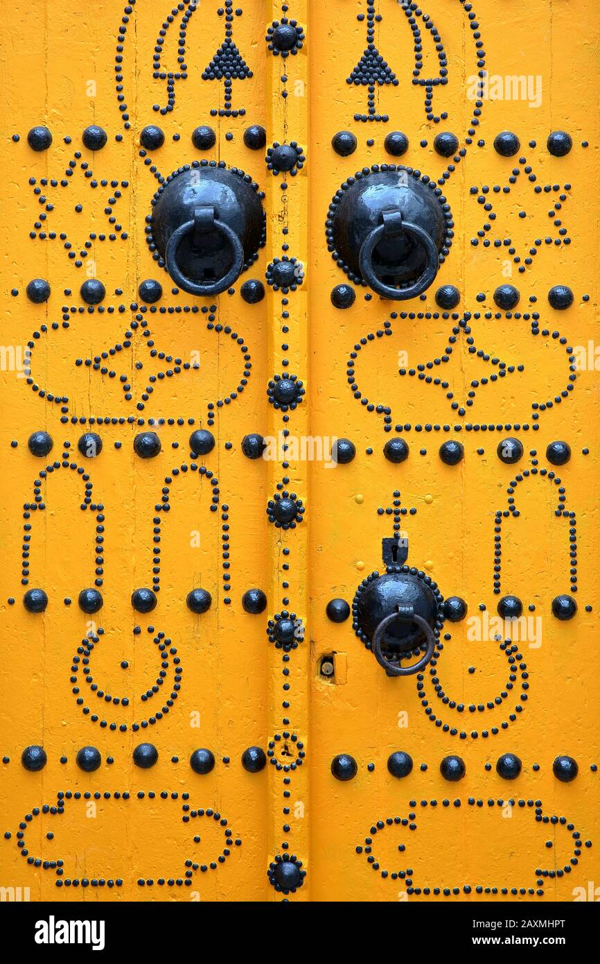 TUNIS, TUNISIA - DECEMBER 31, 2019: The entrance to Dar Othman Palace ...