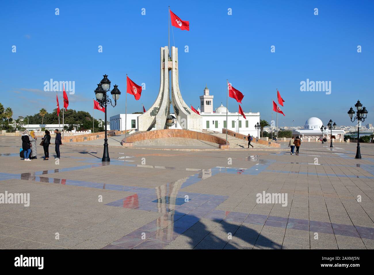 TUNIS, TUNISIA - JANUARY 02, 2020: Kasbah square with a memorial ...