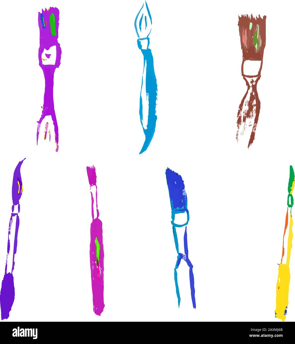 A Collection of Hand Drawn Paint Brushes for Art Illustration Vector ...