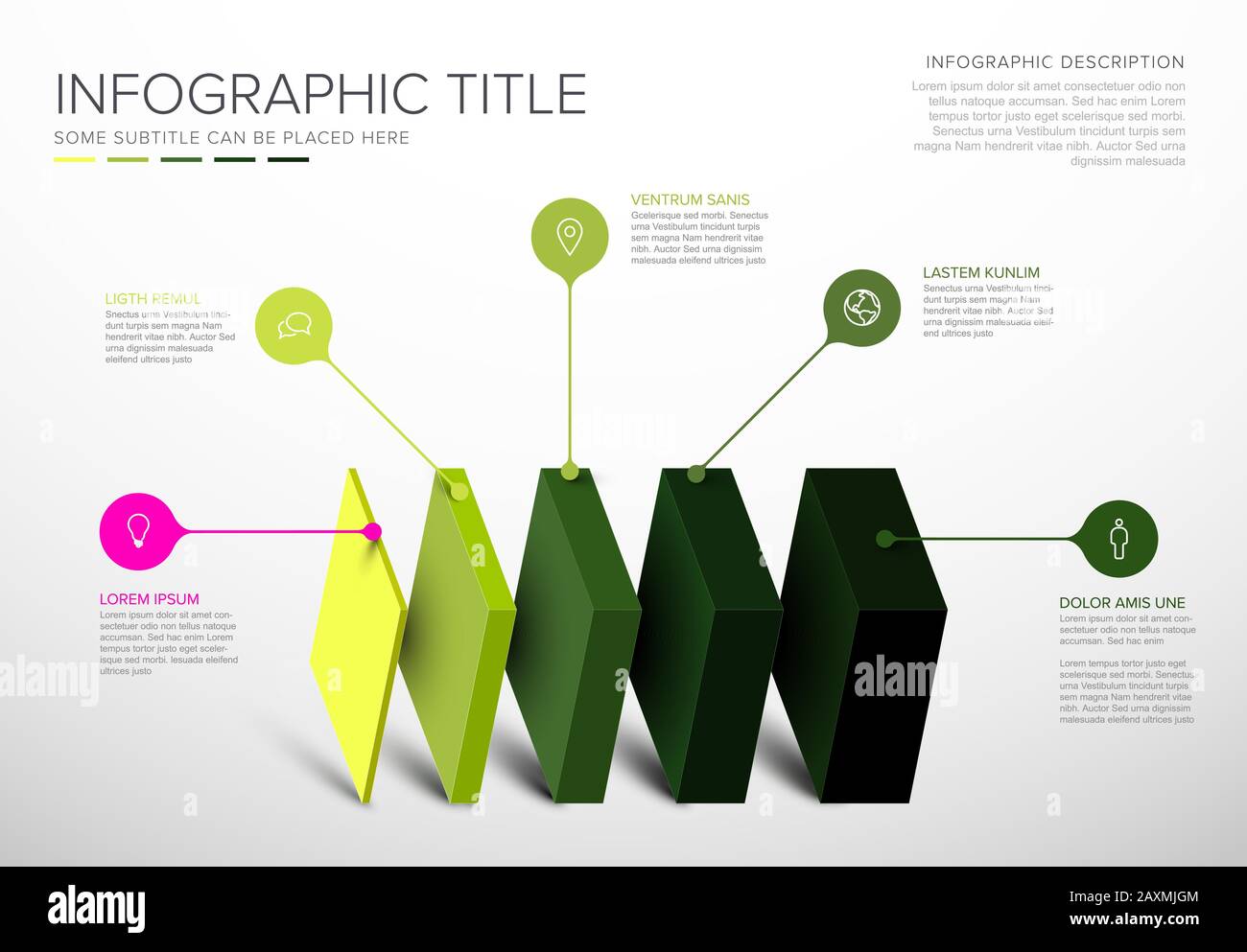 Vector Infographic layers template with five levels for material structure - green template ...
