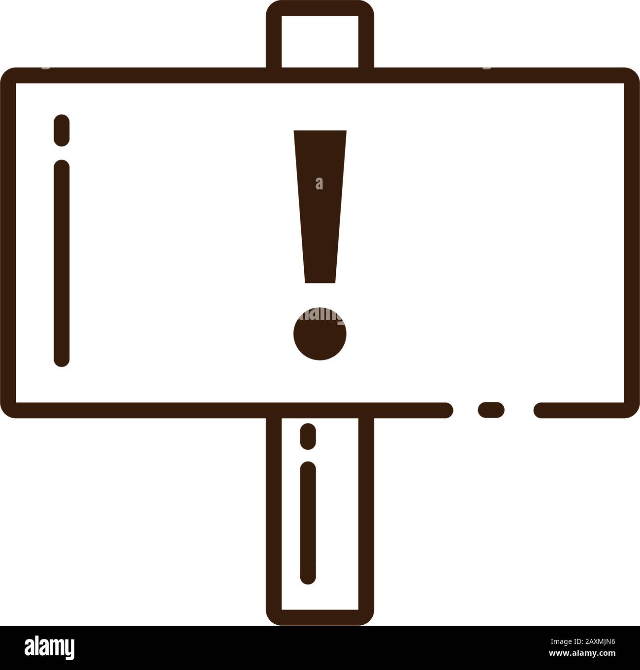 cartoon warning road sign icon over white background, line style ...