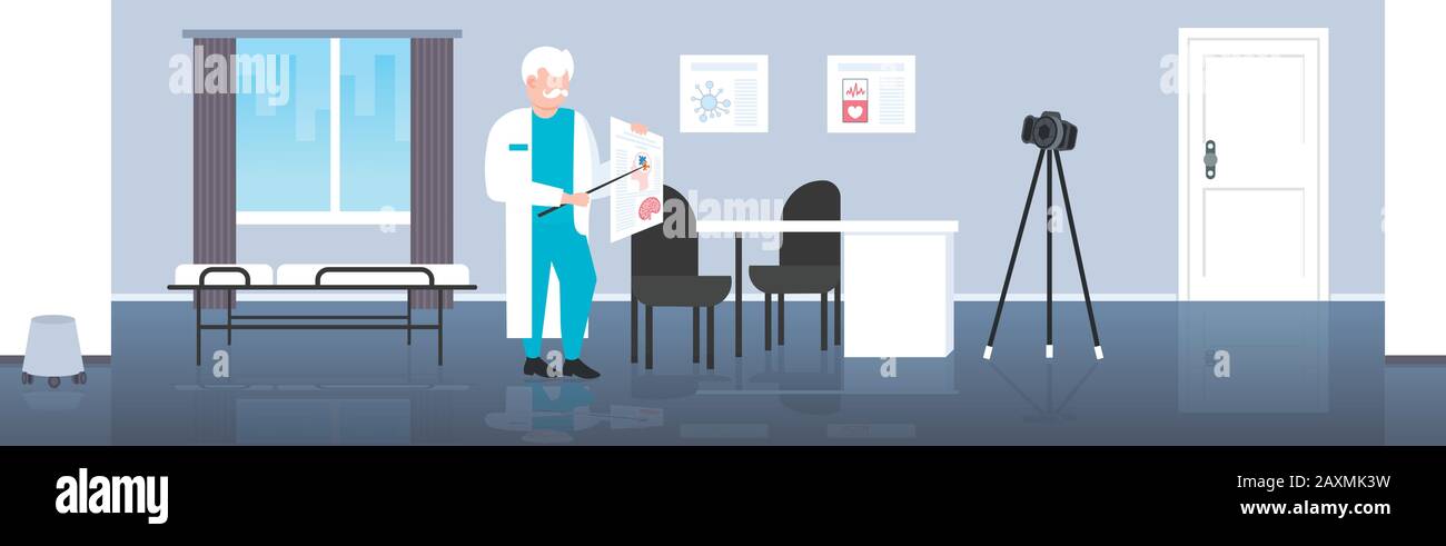 psychologist doctor blogger explaining human brain recording video with ...