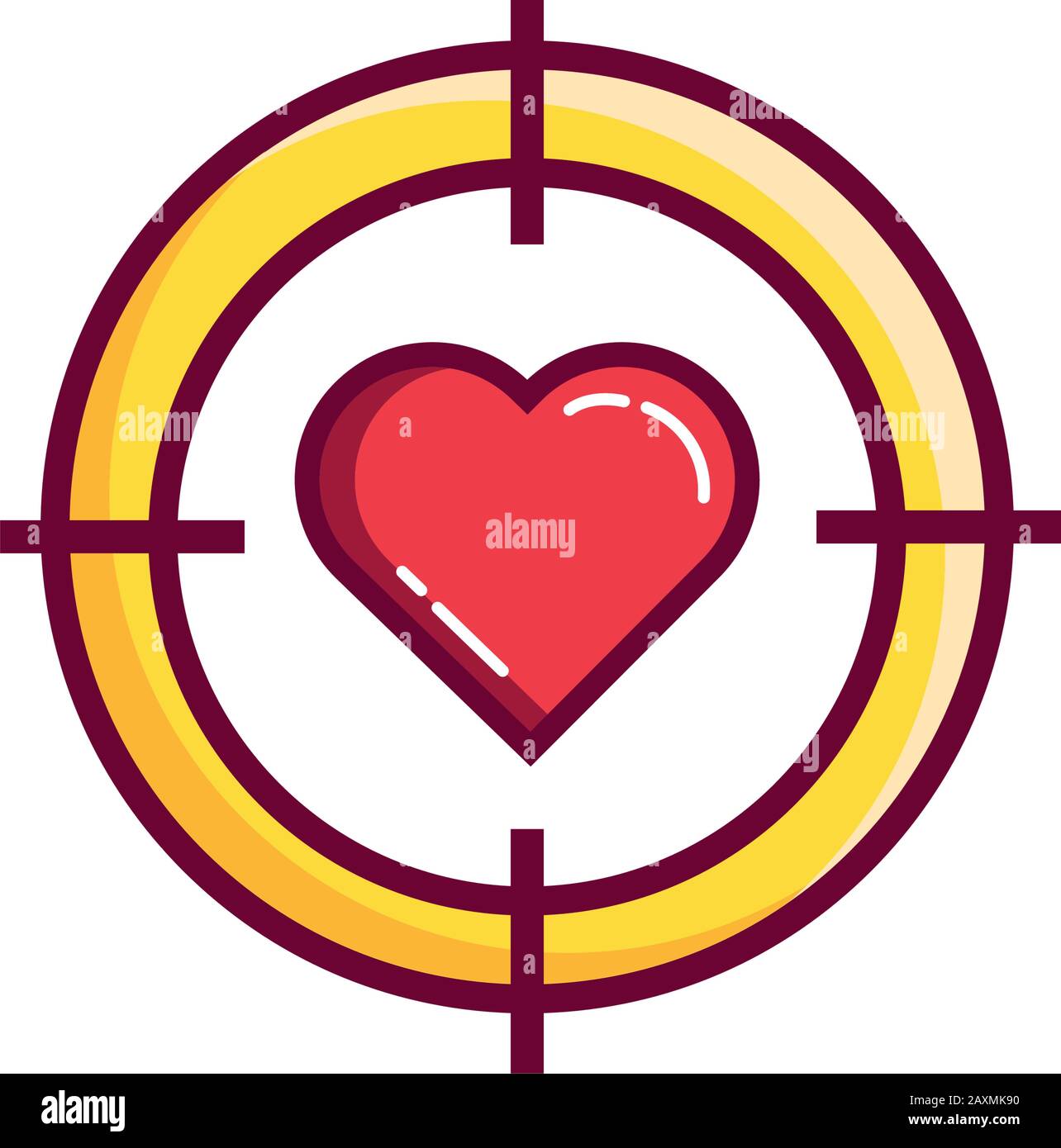 happy valentines day heart in target line and fill style Stock Vector ...