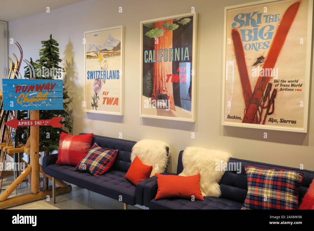 TWA Hotel Rooftop Swiss Chalet Themed Lounge at John F. Kennedy Airport ...