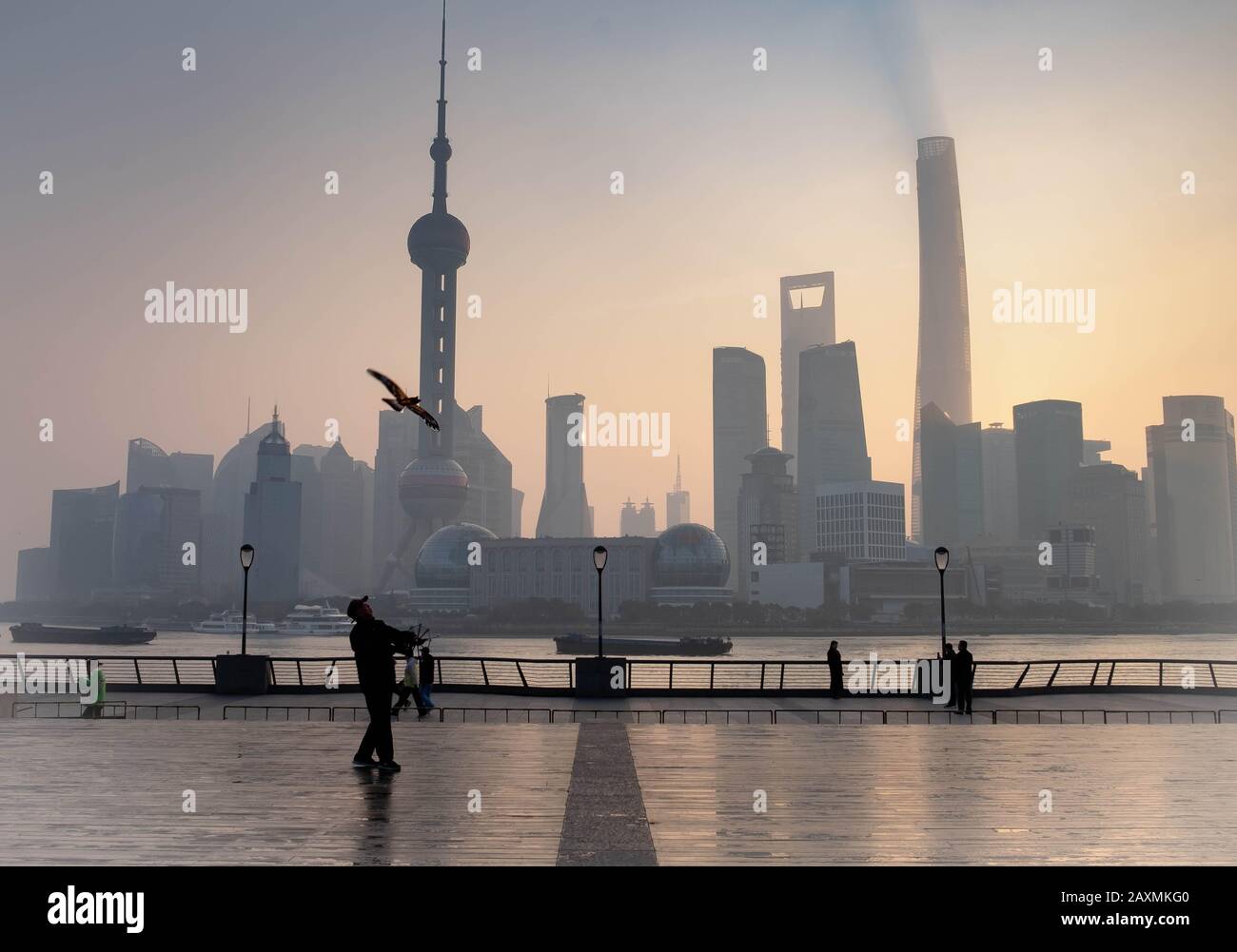 SHANGHAI, CHINA - JANUARY 09 2020: Shanghai Waitan "The Bund" at the ...