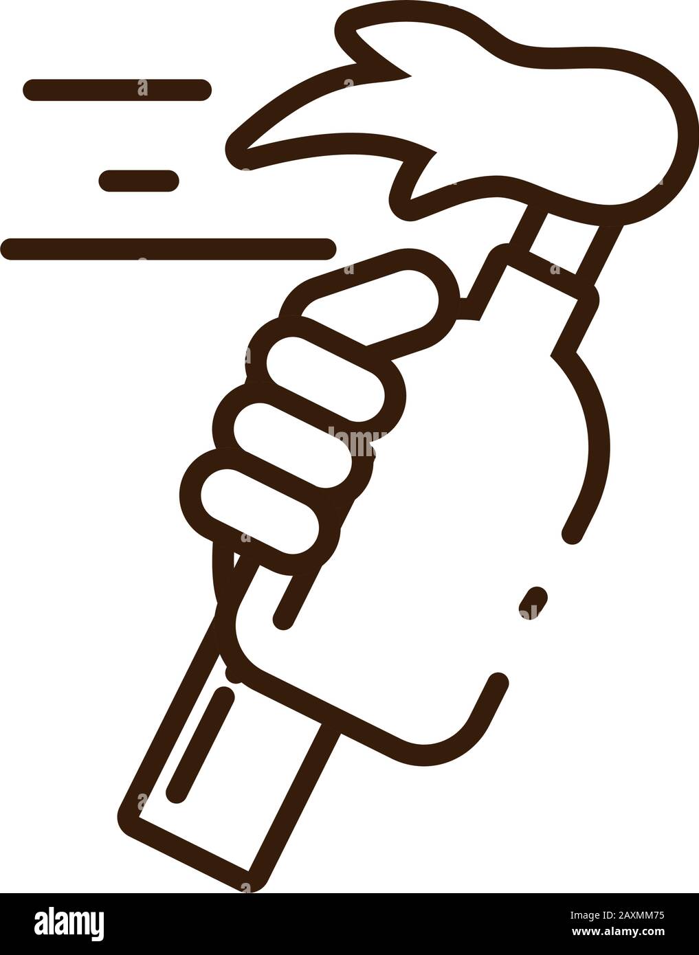 hand holding a bottle torch icon over white background, line style ...