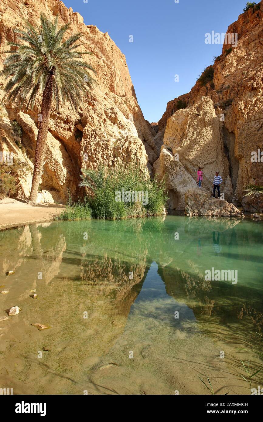 CHEBIKA, TUNISIA - DECEMBER 16, 2019: The oasis of Chebika near Nefta ...