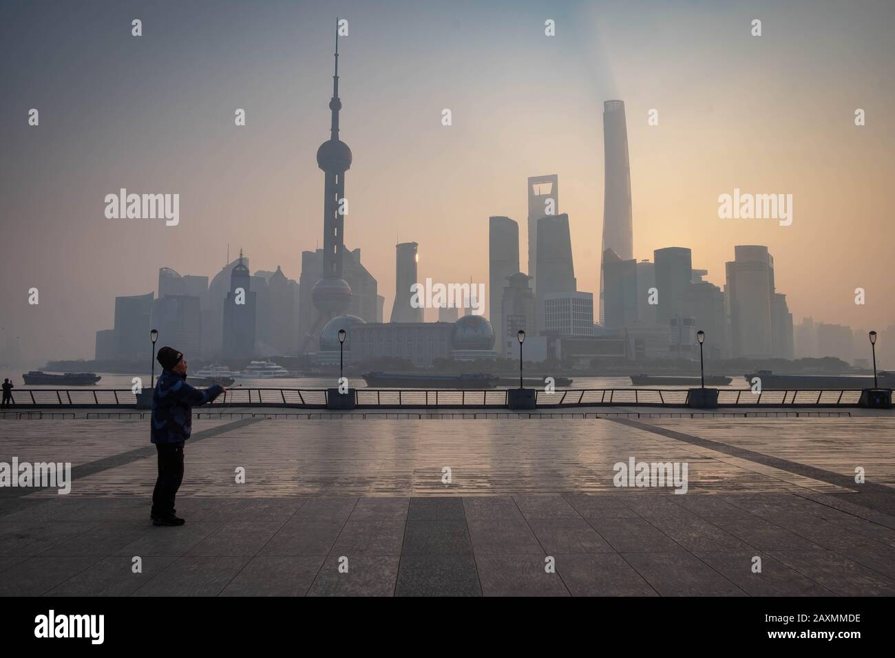 SHANGHAI, CHINA - JANUARY 09 2020: Shanghai Waitan "The Bund" at the ...