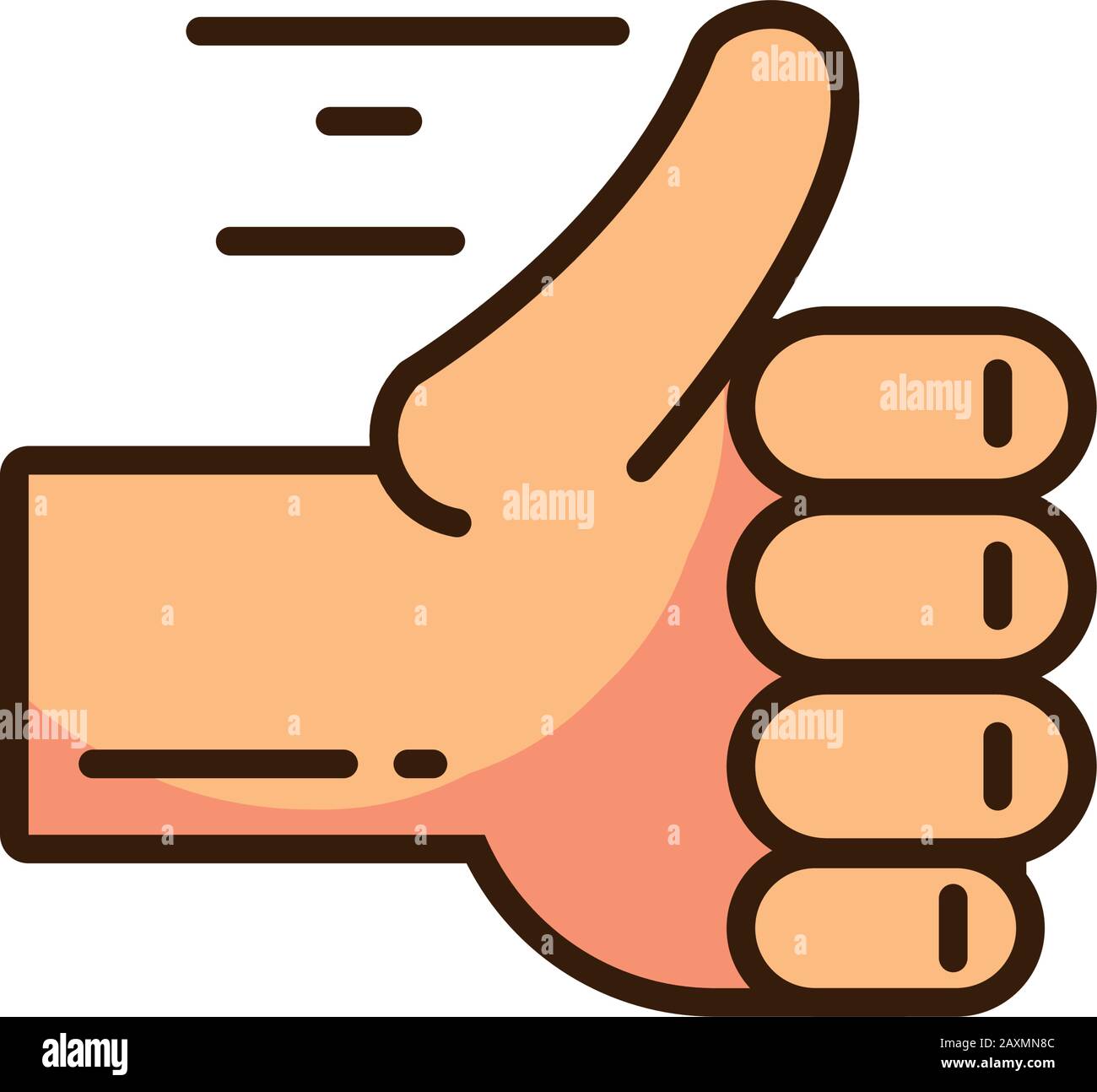 hand with thumb up icon over white background, colorful fill style ...