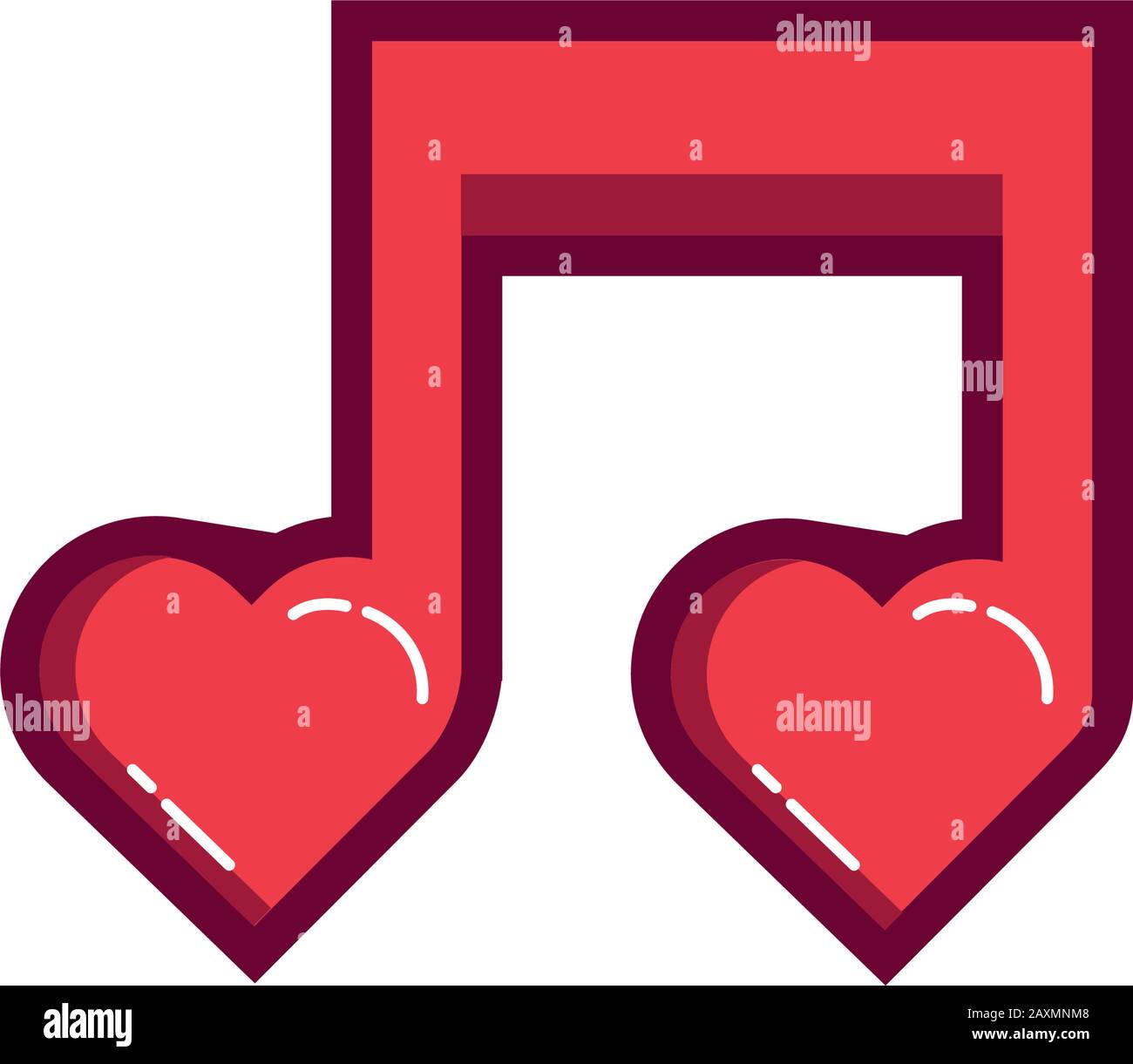 happy valentines day music notes with hearts line and fill style Stock ...