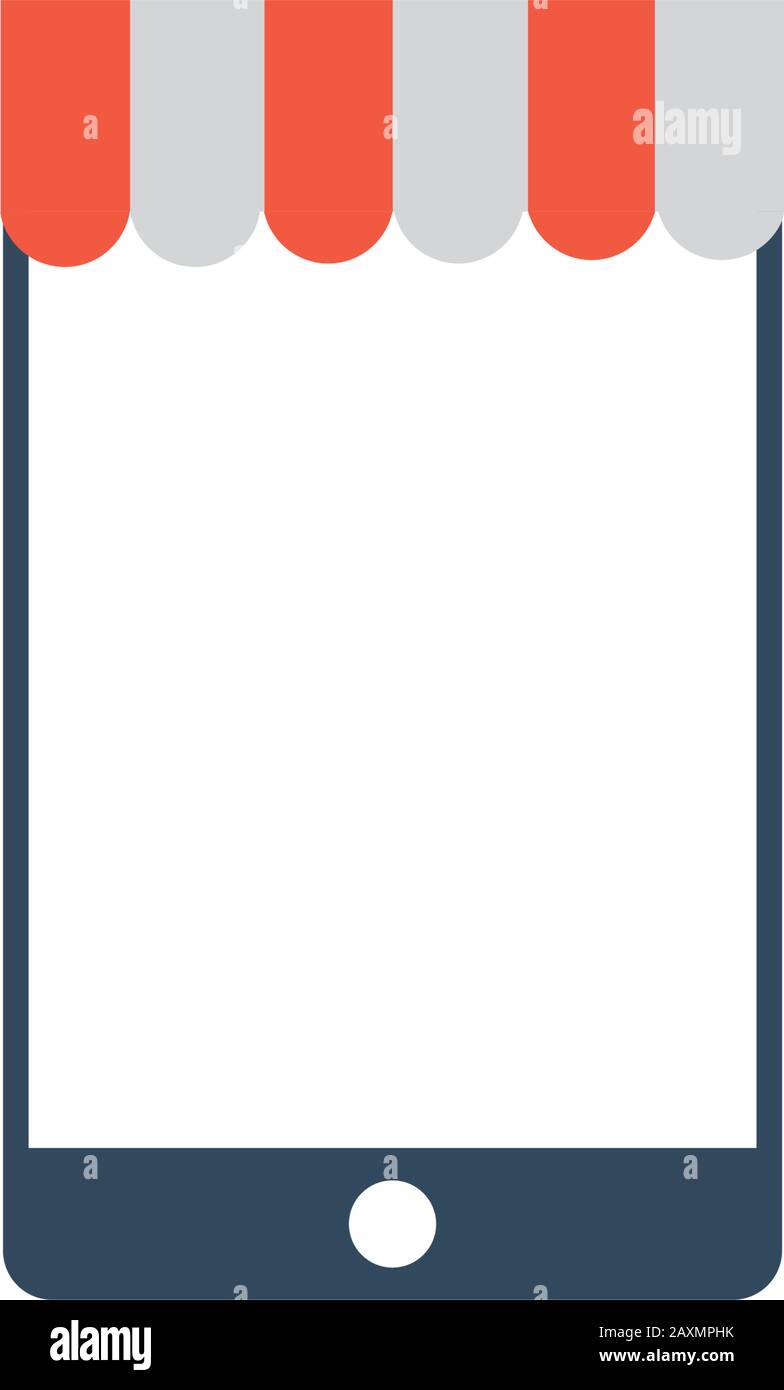 smartphone screen with striped tent on white background vector ...