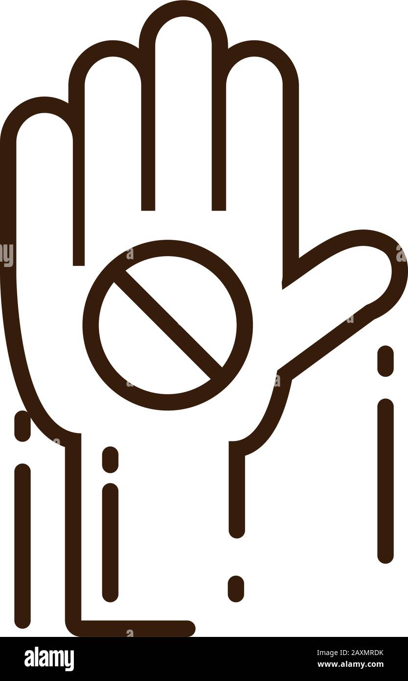 hand with forbidden sign icon, over white background, line style ...