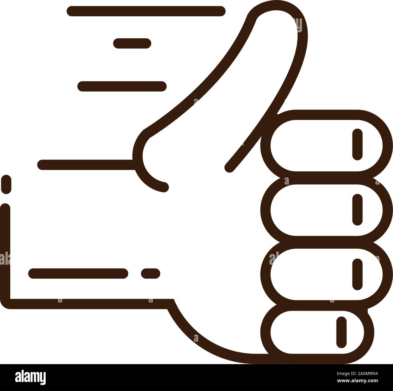 hand with thumb up icon over white background, line style, vector ...