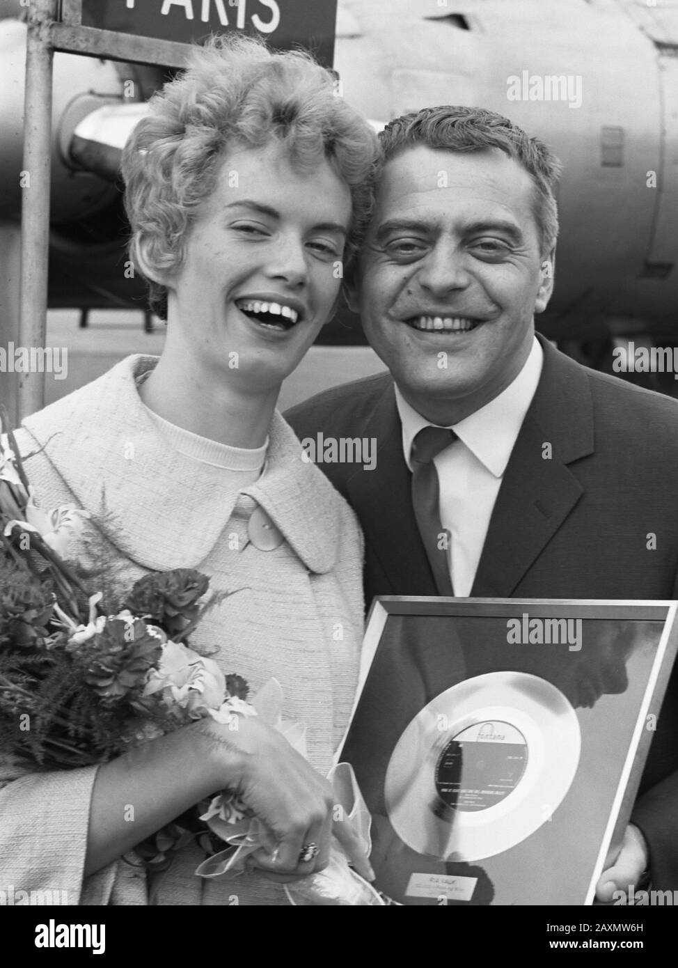 Ria Valk arrival at Schiphol. Ria Valk and Stig Anderson, June 8, 1961 ...