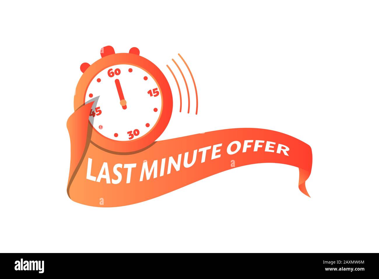 Last minute offer text on red gradient banner, with stopwatch, isolated ...