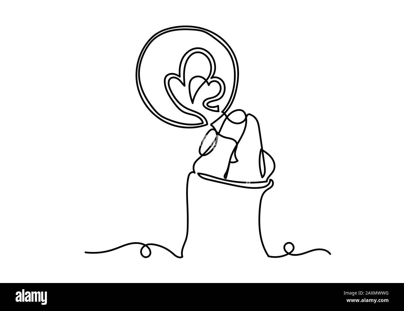 Continuous one line hand holding A cup of coffee Stock Photo - Alamy