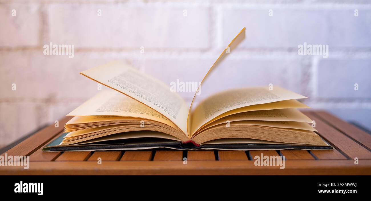 Open book turning the pages on a white background. Book and reading ...