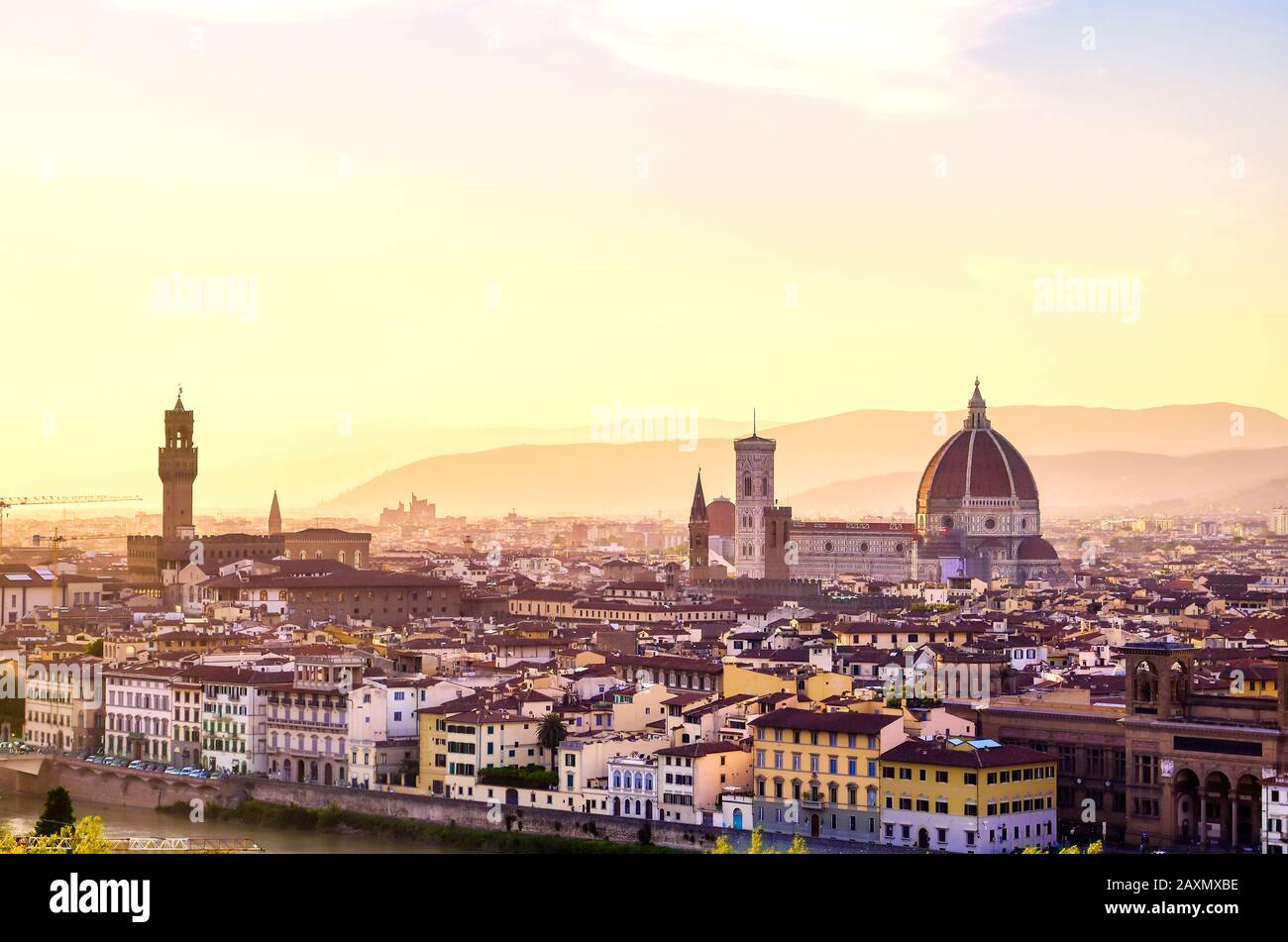 An aerial view of Florence, Italy and Florence Cathedral Stock Photo ...