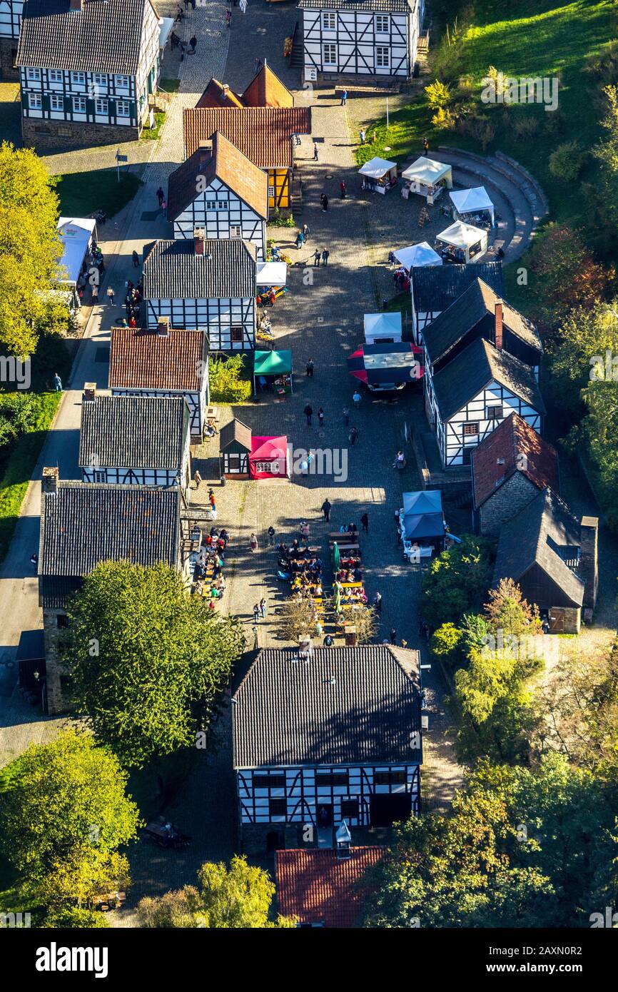 Aerial picture, German smith museum, zinc rolling mill, Mäckingerbach ...