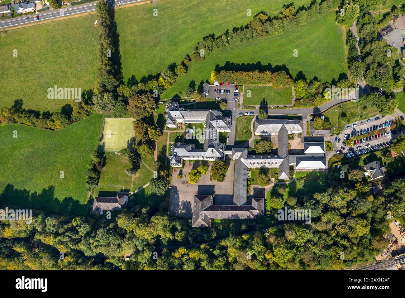 Aerial shots, high school monastery Keppel, Romanesque-Gothic monastery ...