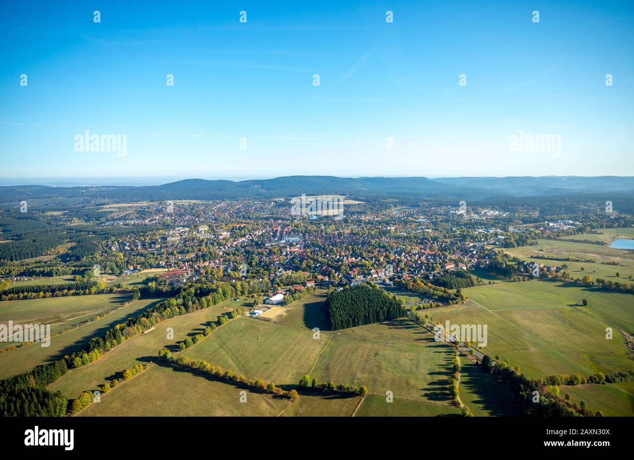 Aerial picture, overview Clausthal-Zellerfeld, district Goslar, Lower ...