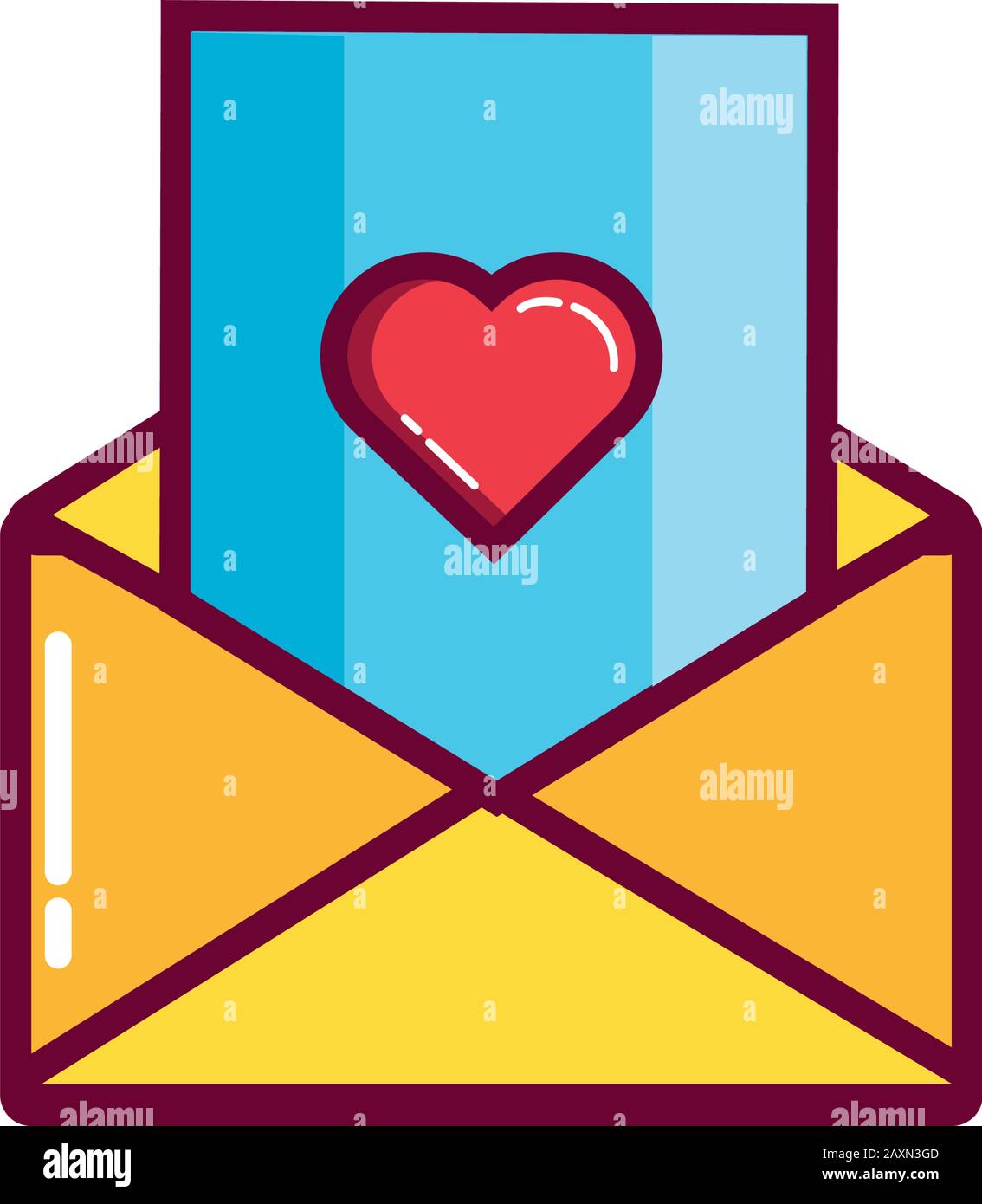 happy valentines day letter with heart line and fill style Stock Vector ...