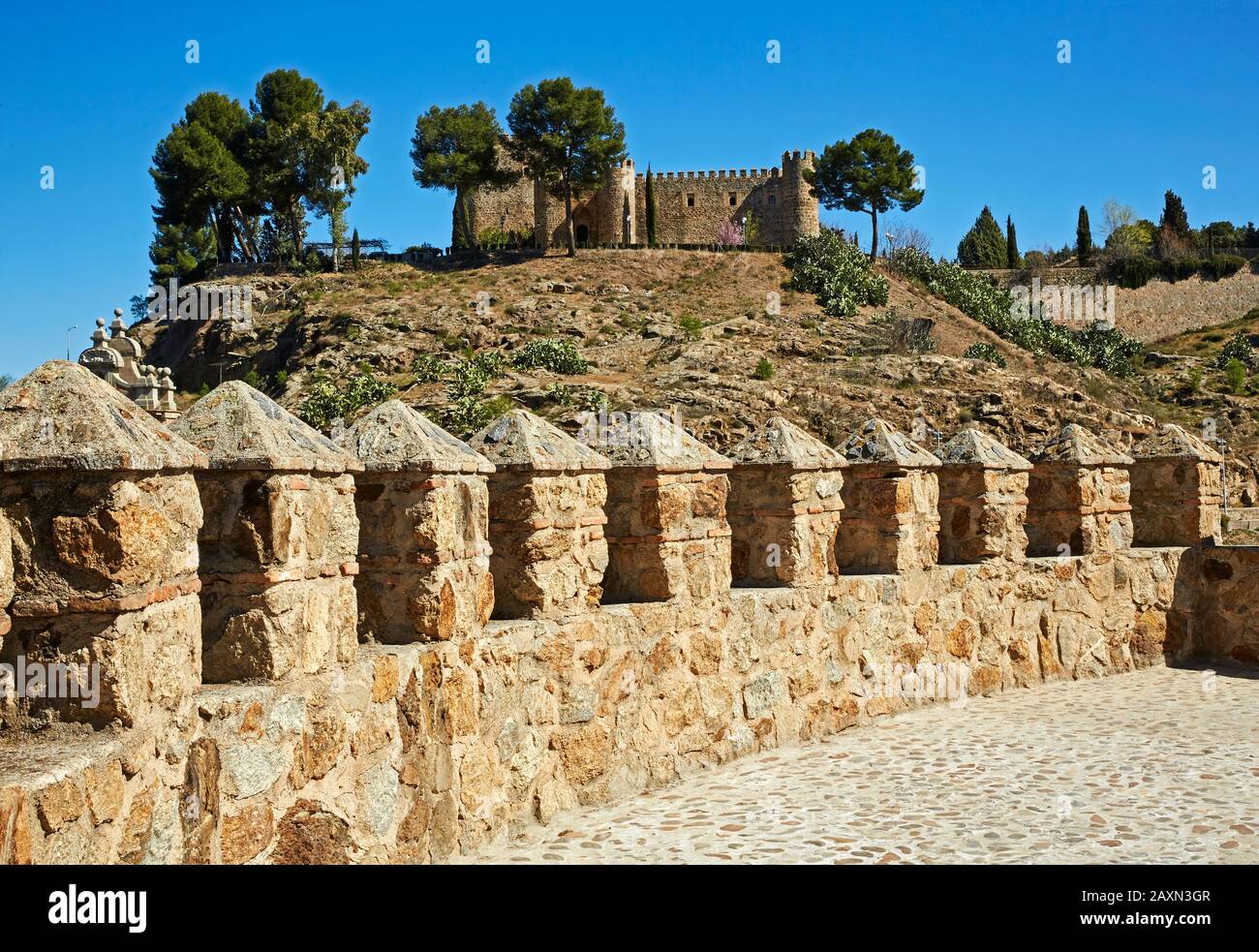 View of the 'Albergue Castillo San Servando' historic fort in Toledo ...