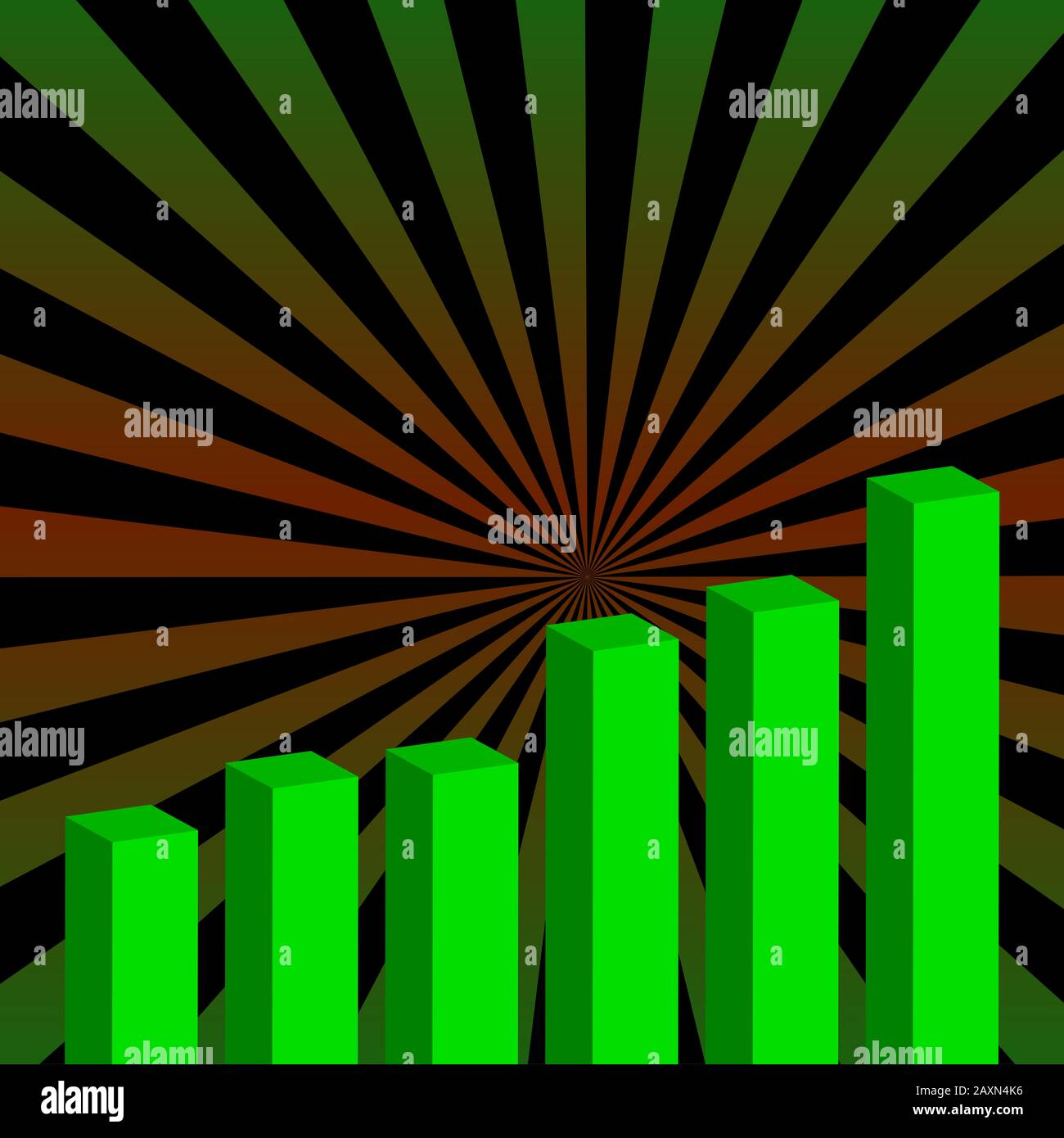 An abstract bar chart with a green and red gradient burst pattern ...