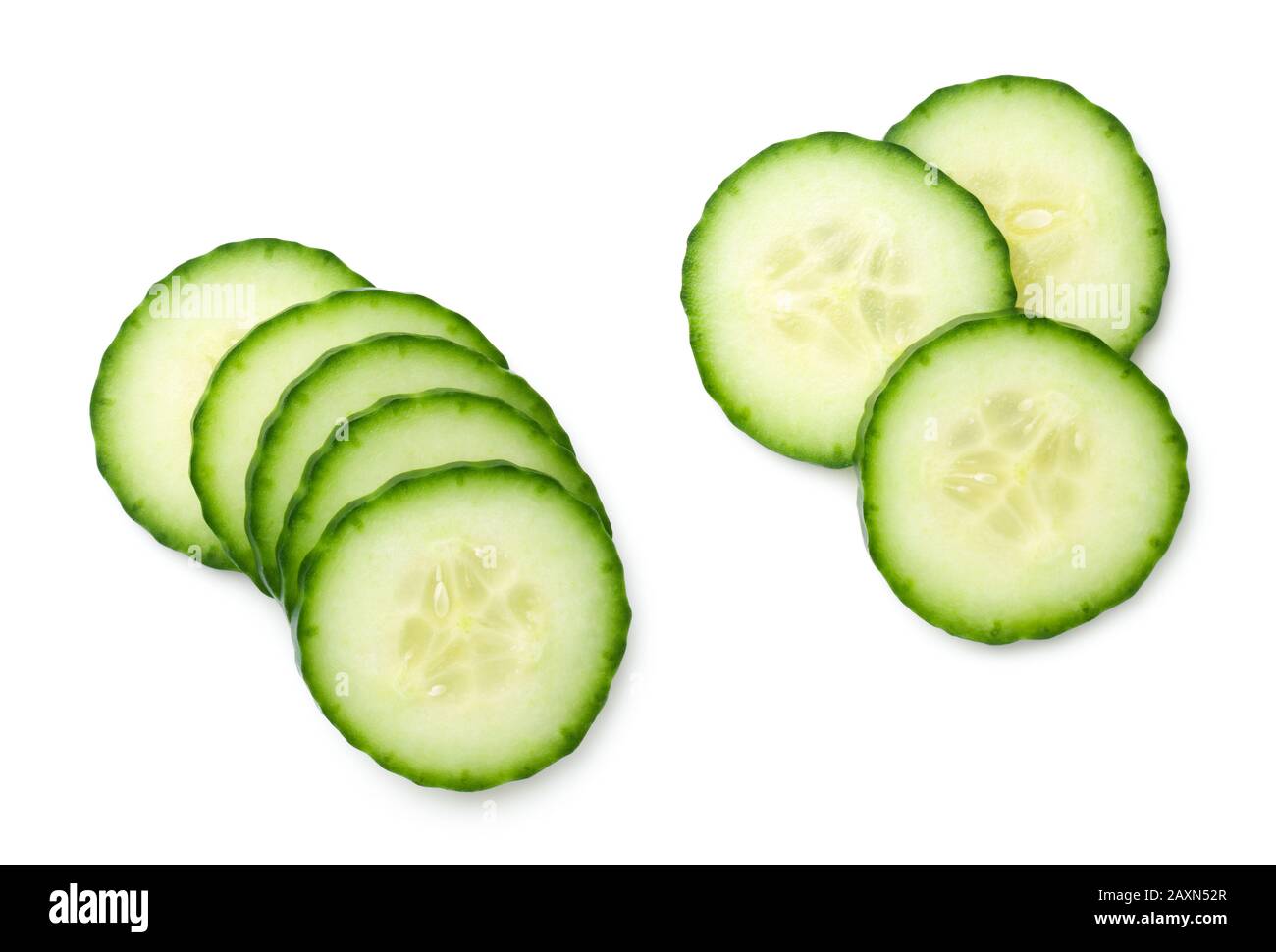 Cucumber slice isolated on white background. Light shadow. Top view ...