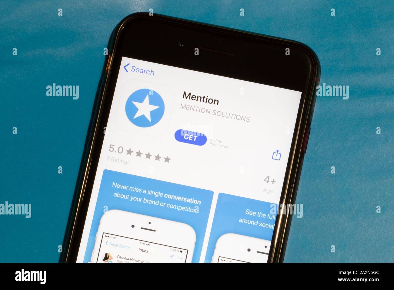 Los Angeles, California, USA - 12 February 2020: Mention app icon on ...