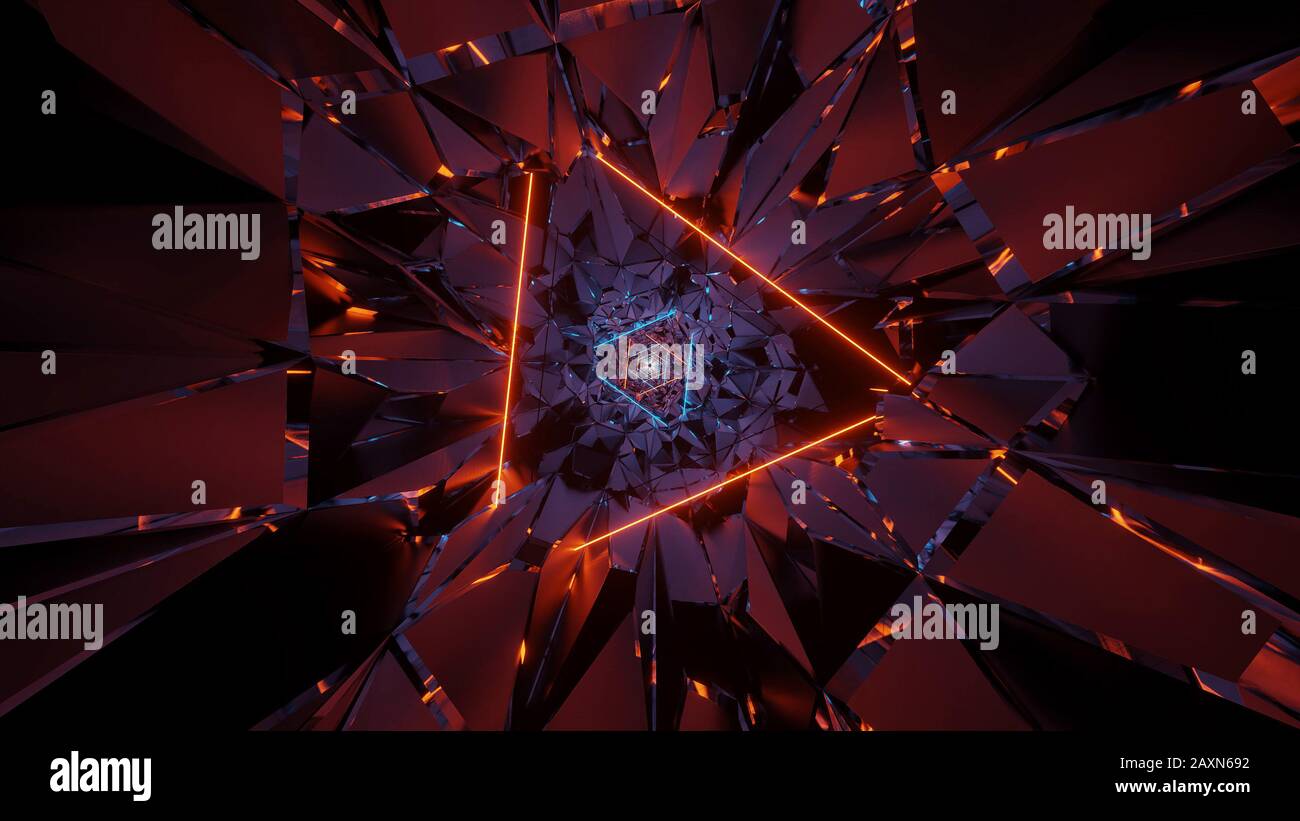 3d illustration background wallpaper with glowing abstract triangle ...