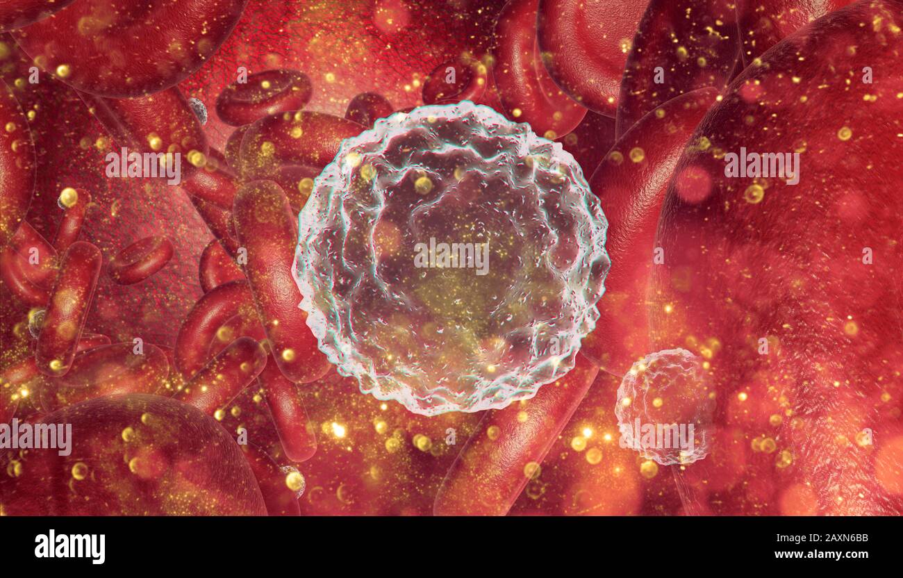 Microscopic view of influenza virus cells. 3D medical illustration ...