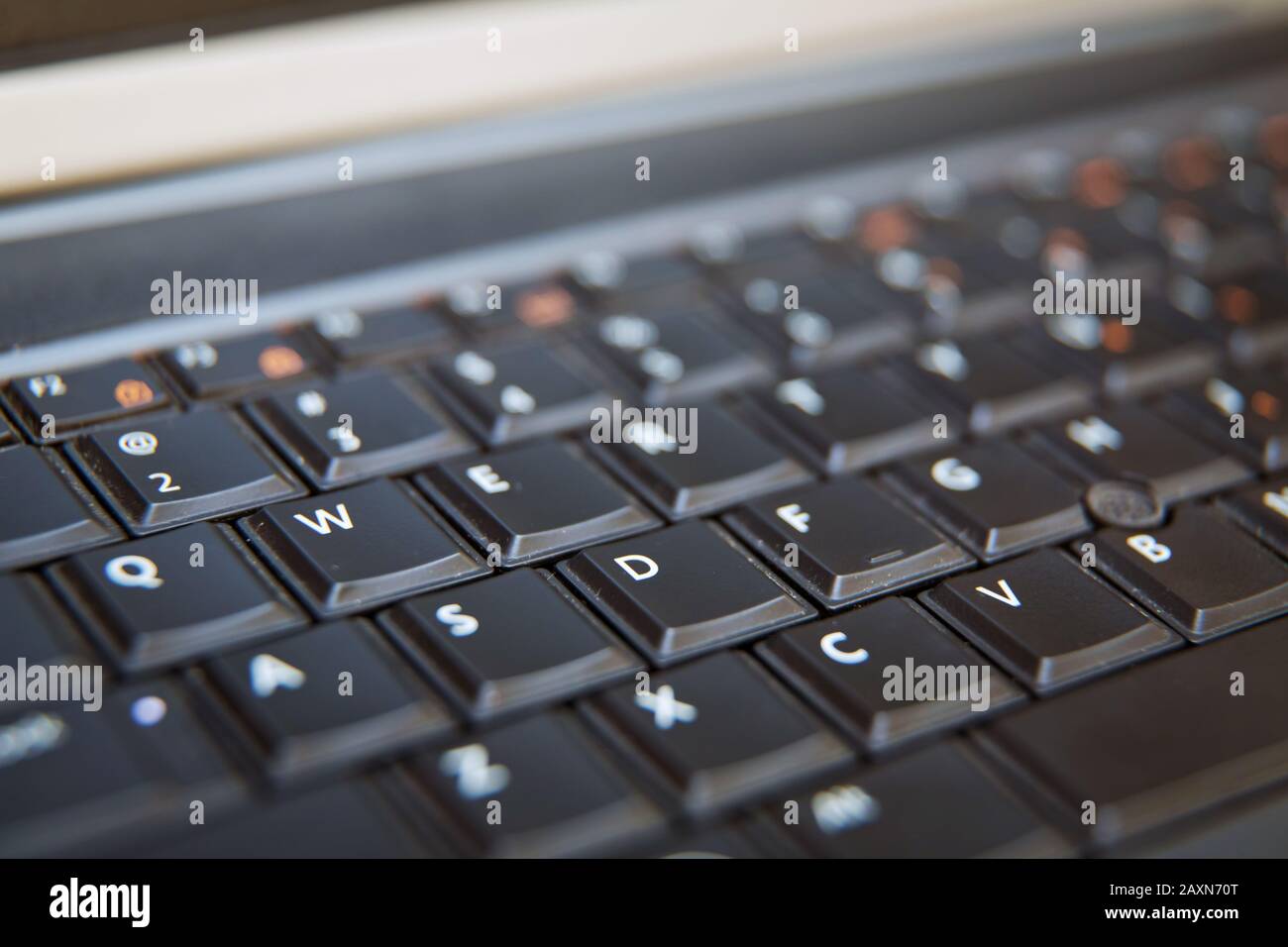 Black and white focus on windows keyboard . Notebook keyboard . Close ...
