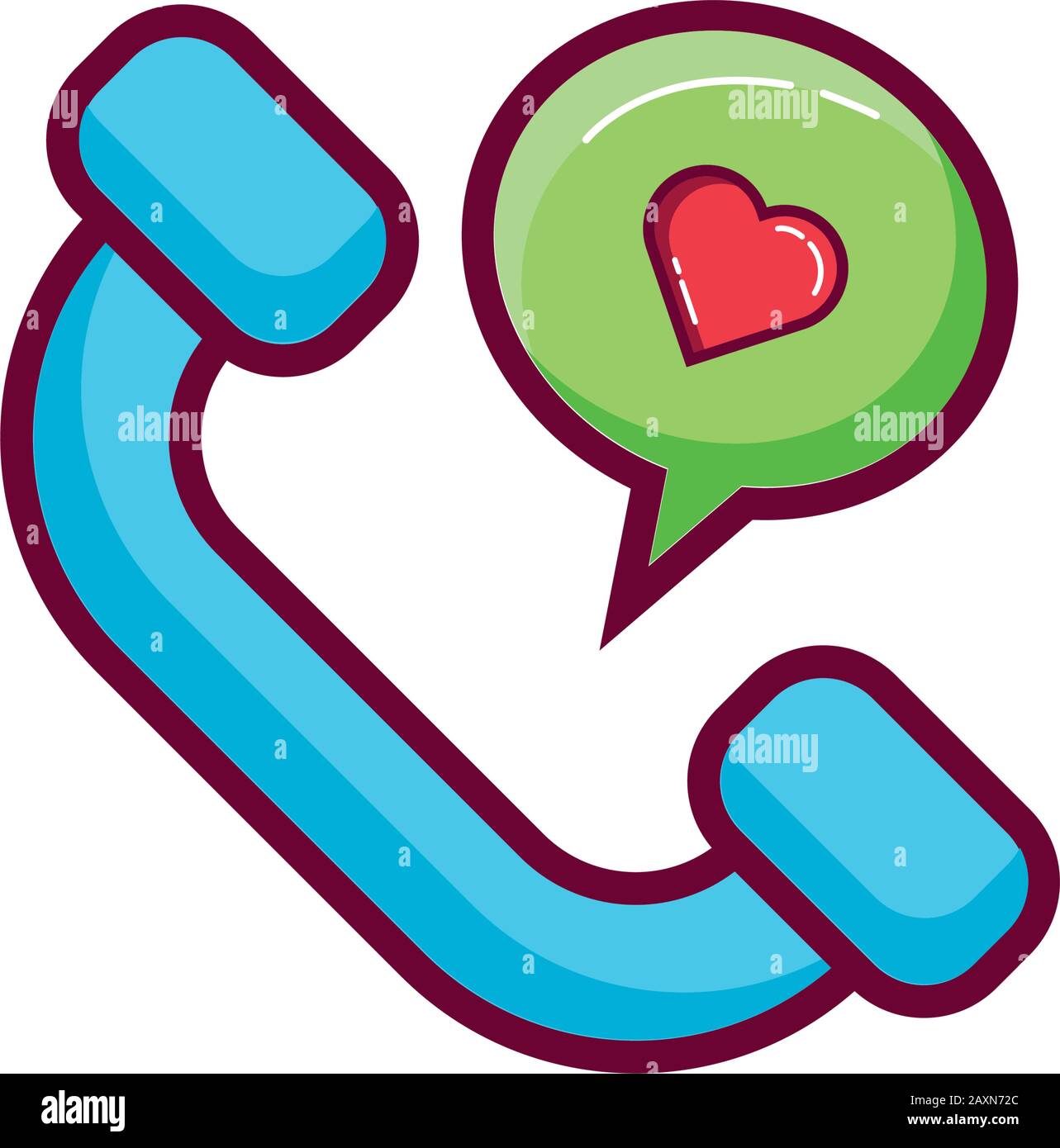 happy valentines day heart with telephone line and fill style Stock ...