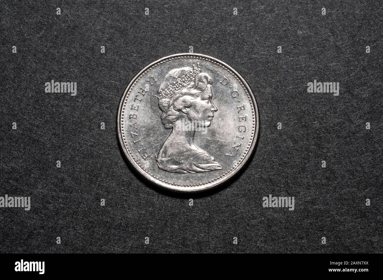 Canadian Silver Quarter Obverse Side with Queen Elizabeth II image ...