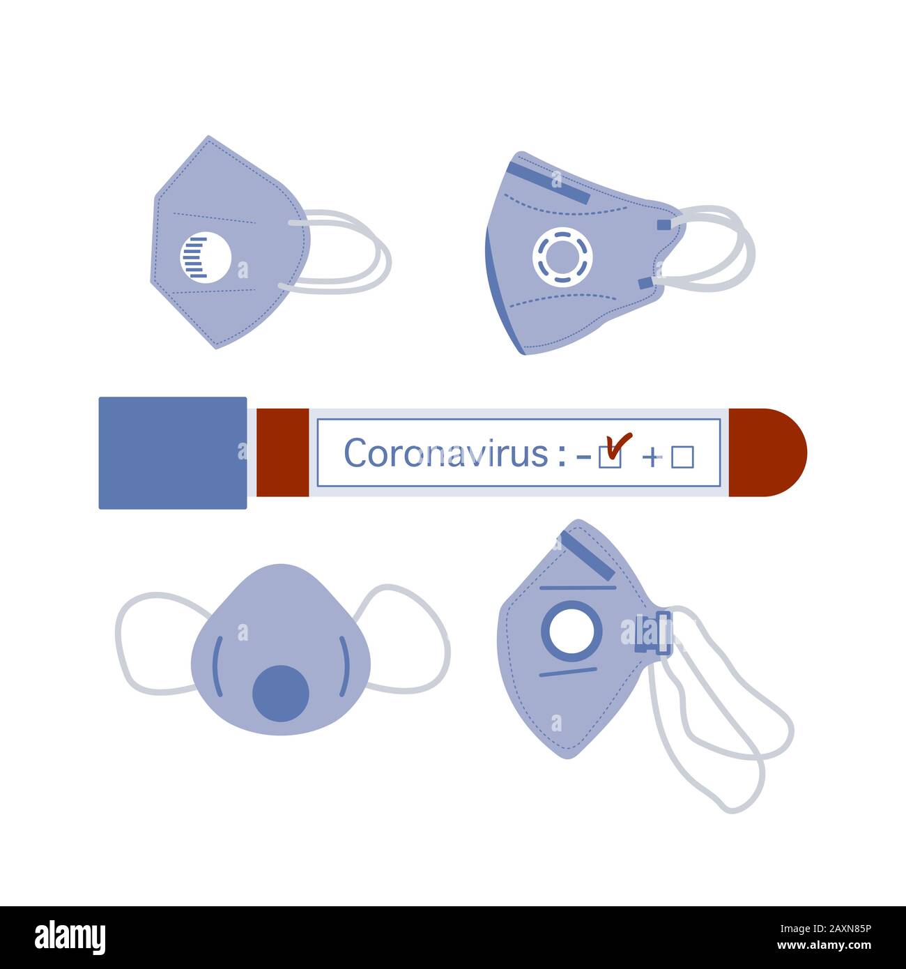 Vector illustration Blood tube, negative Chinese corona virus ncov test ...