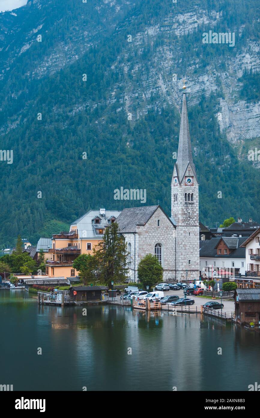 panoramic view of hallstatt city in austria Stock Photo - Alamy