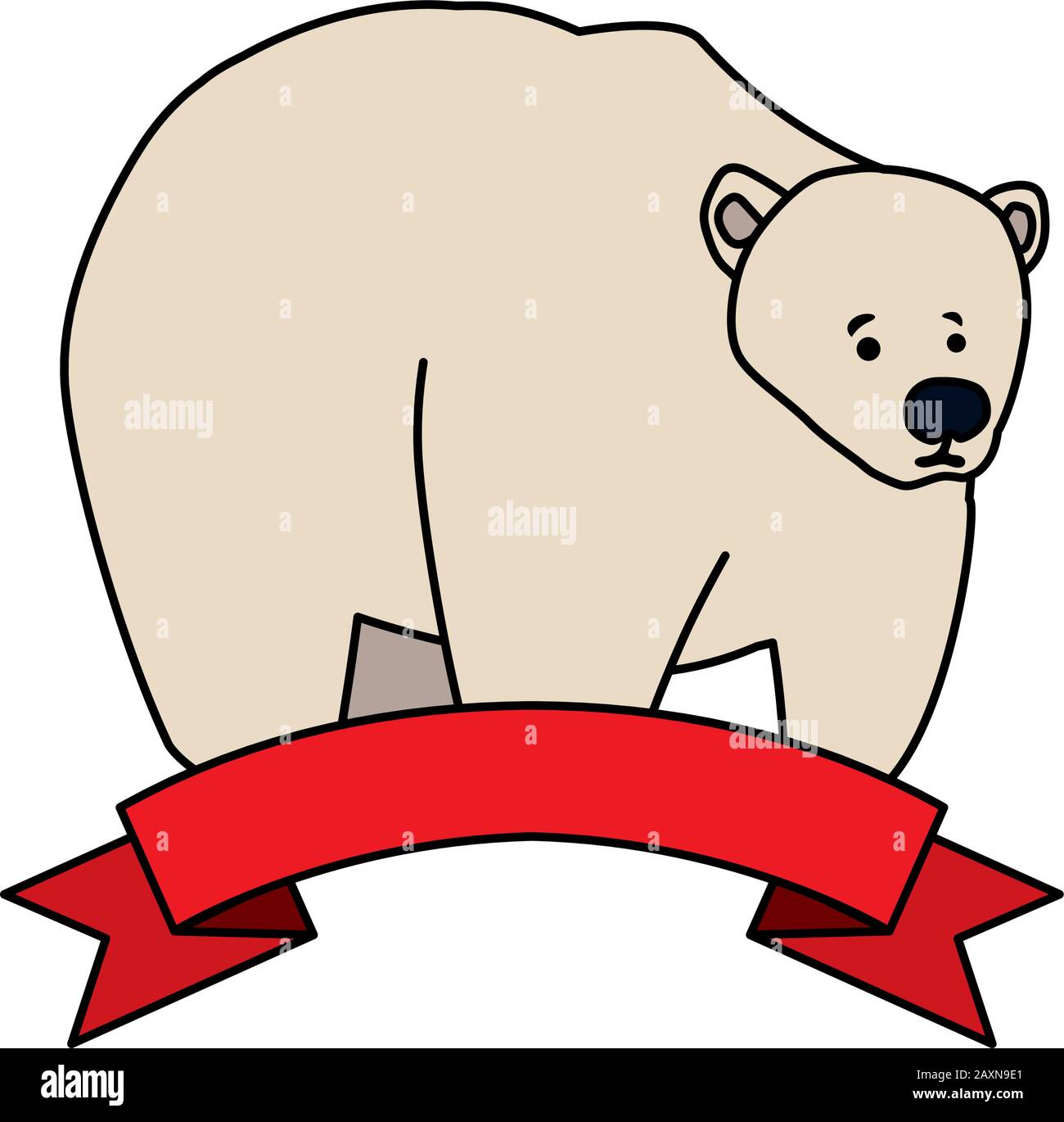 big white polar bear with ribbon on white background vector ...