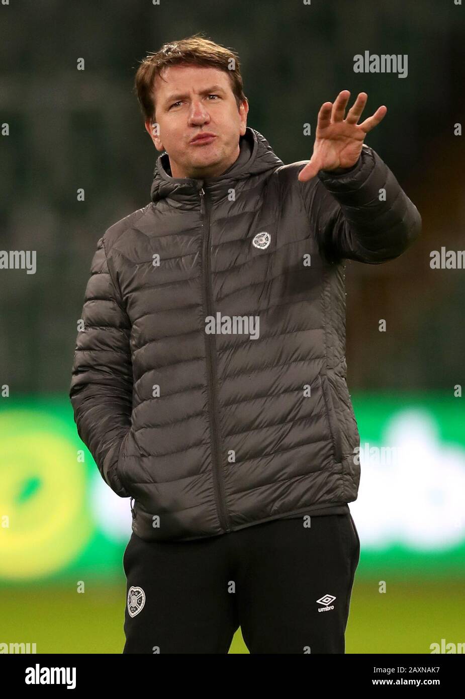 Hearts manager Daniel Stendel on the pitch before the Ladbrokes ...