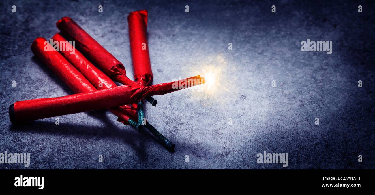 Firework, lighted, panorama Stock Photo - Alamy