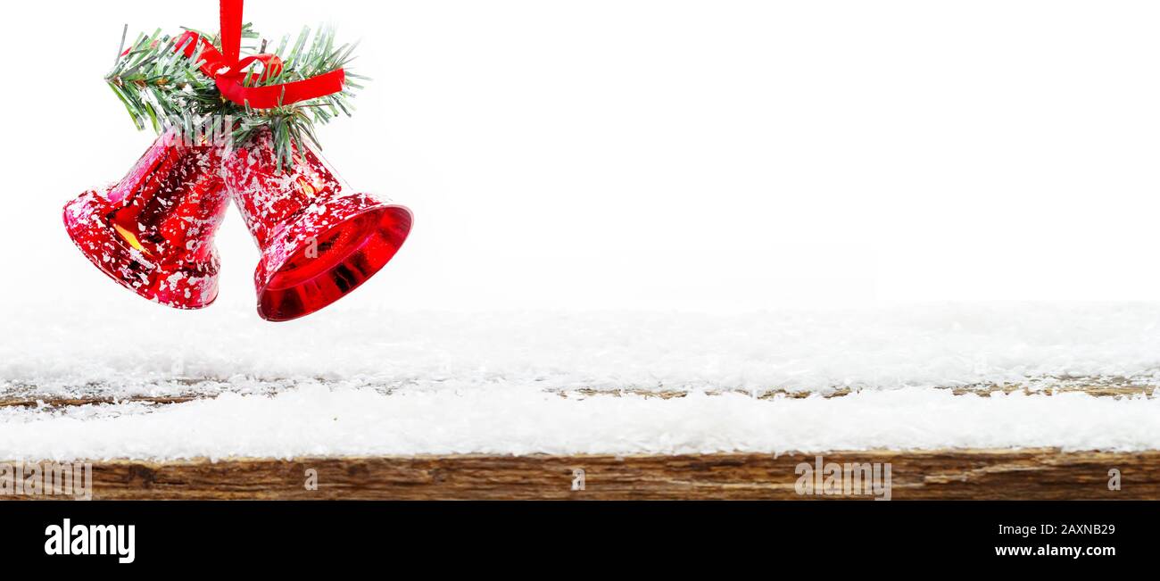 Red little bells at Christmas before white background Stock Photo - Alamy