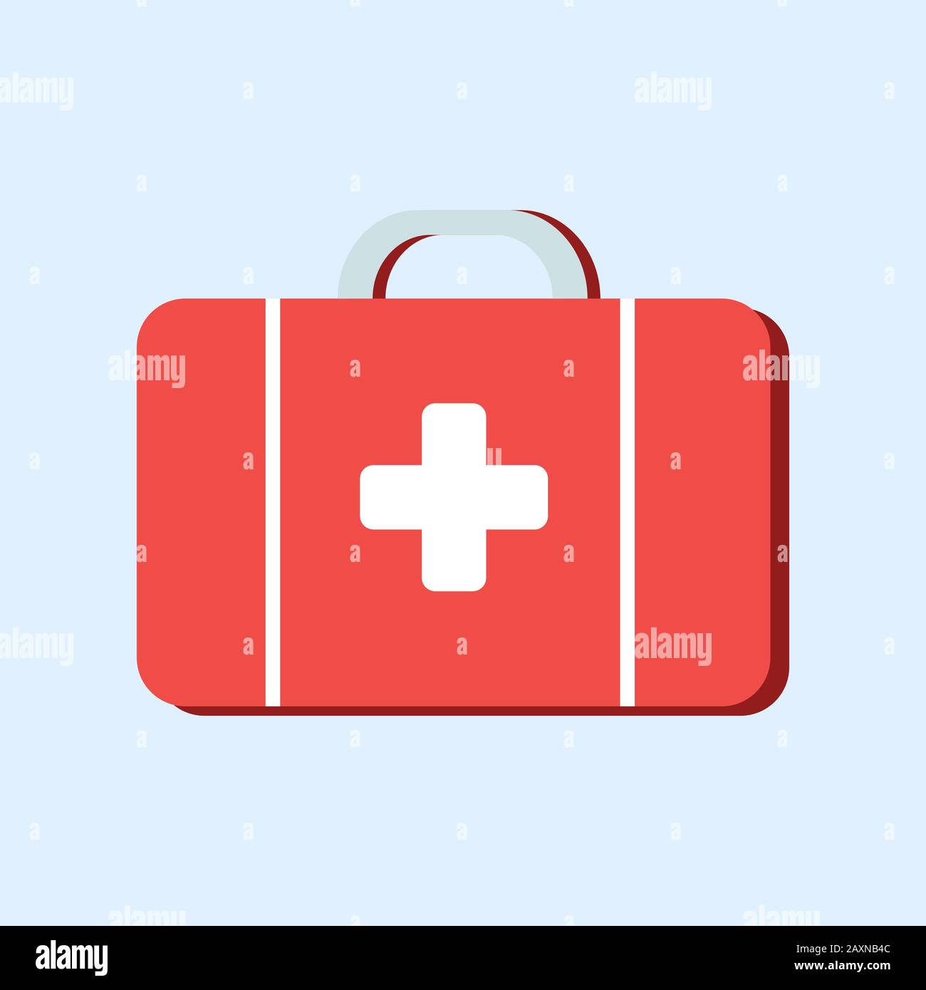 First aid kit bag of the attending physician in flat style isolated on ...