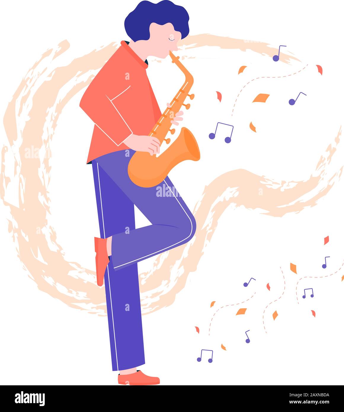 Cute musician plays the saxophone Stock Vector Image & Art - Alamy