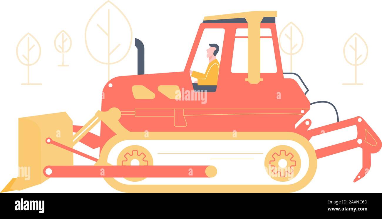 Bulldozer driver. Large industrial machine Stock Vector Image & Art - Alamy