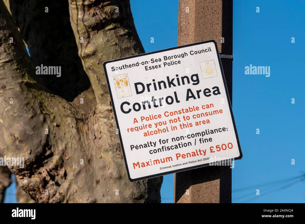 Drinking control area sign by Southend on Sea Borough Council Essex ...