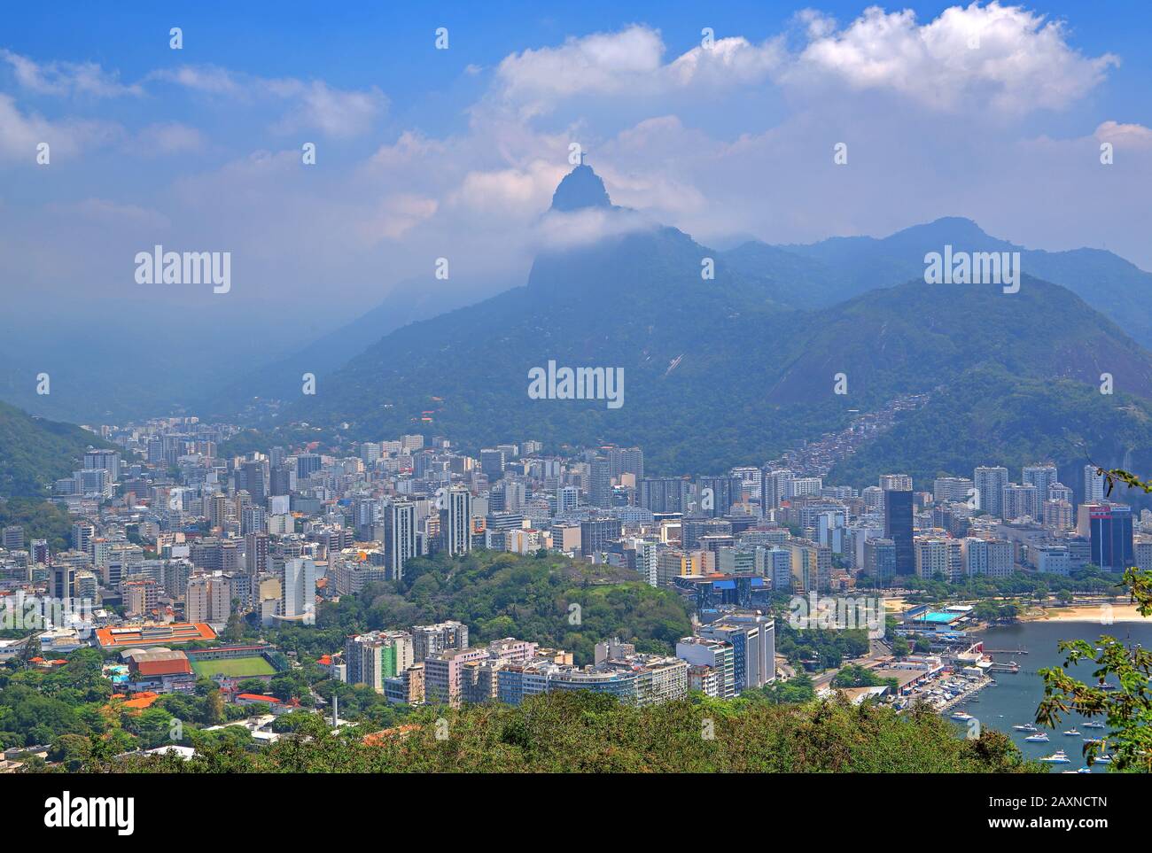Part of town of Botafogo and Corcovado 710 m, Rio de Janeiro, Brazil ...